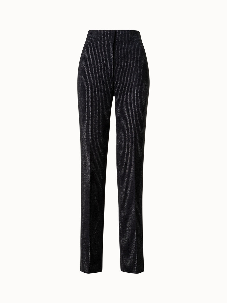 Straight Pebble Crêpe Pants with Pinstripes