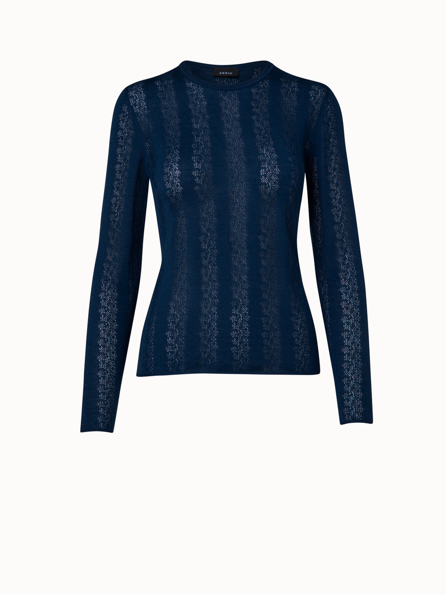 Wool Silk Knit Lace Pullover